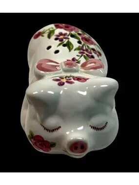 N/A | Accents | Vintage Ceramic Pig Figurine With Handpainted Floral ...